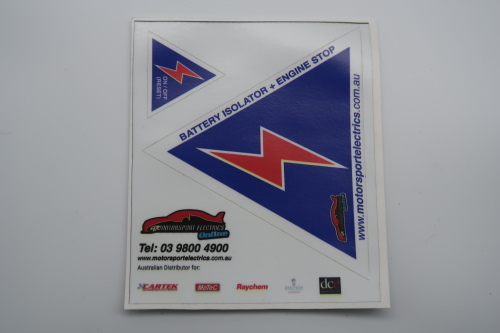MOTORSPORT ELECTRICS BATTERY ISOLATOR STICKER - GR Motorsport Electrics
